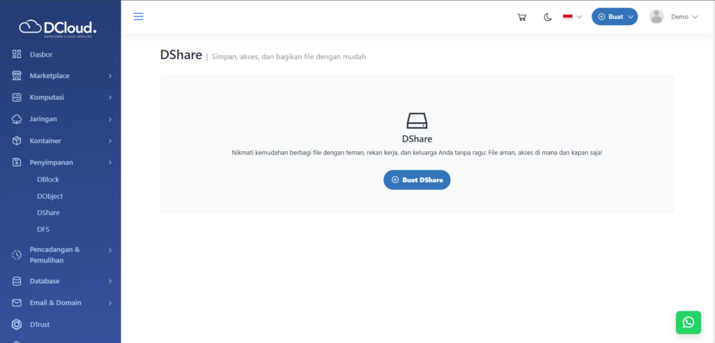 Buat DShare – Dokumentasi DCloud